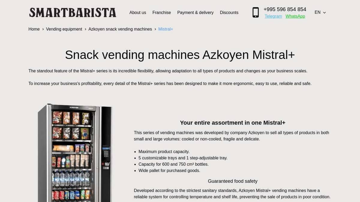Snack vending machines Azkoyen Mistral+ | SMARTBARISTA